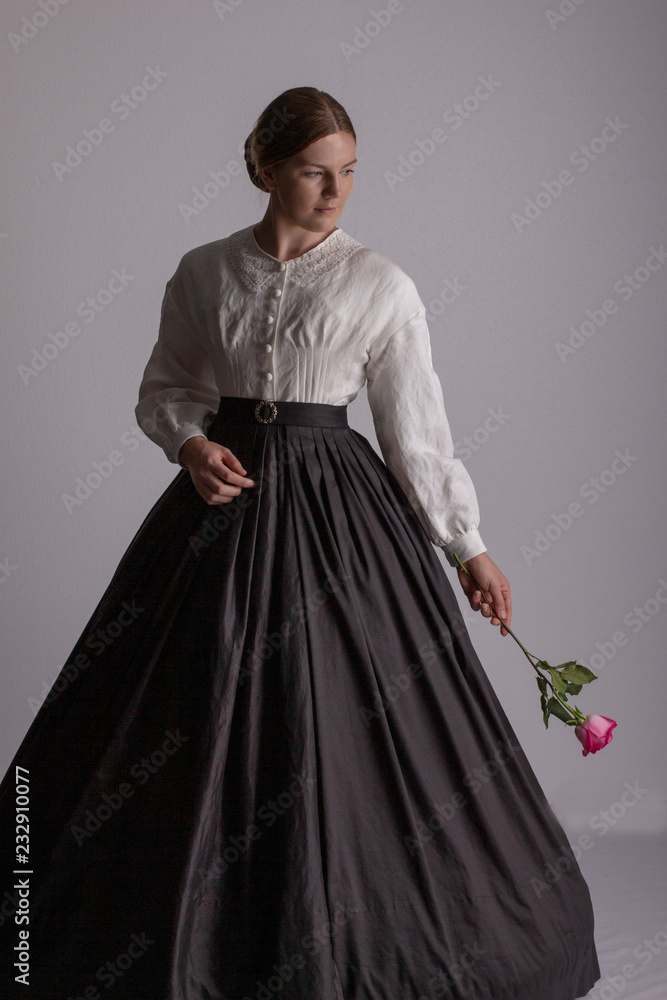 Victorian woman in white blouse Stock Photo | Adobe Stock