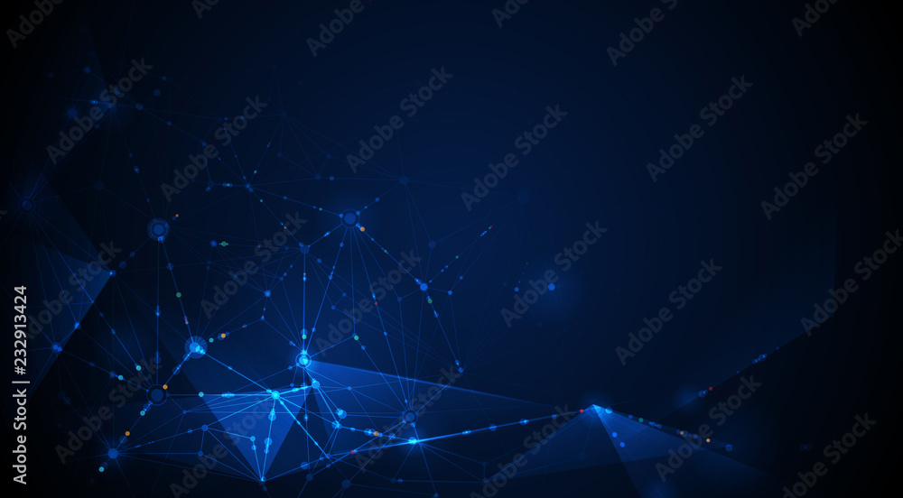 Vector illustration molecule and internet connect technology on dark ...