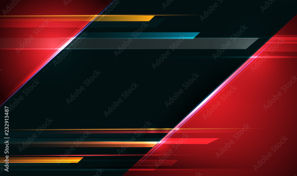 Illustration of abstract red and black metallic with light ray and ...