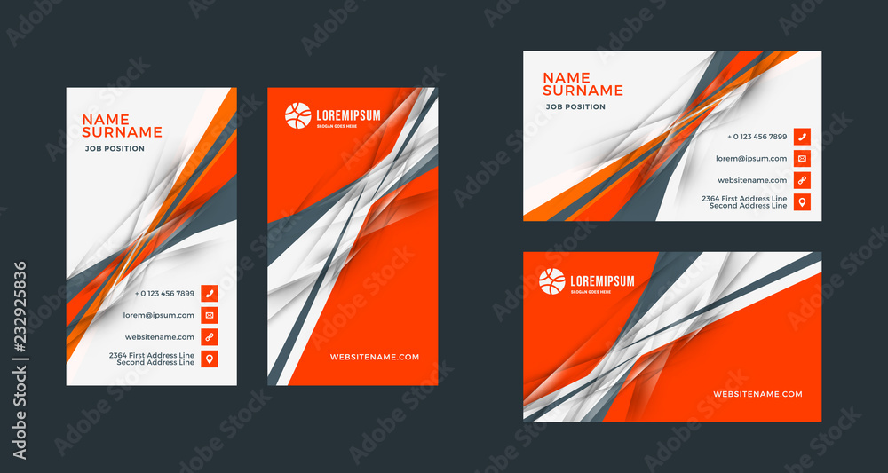 Double-sided creative business card template. Portrait and landscape ...