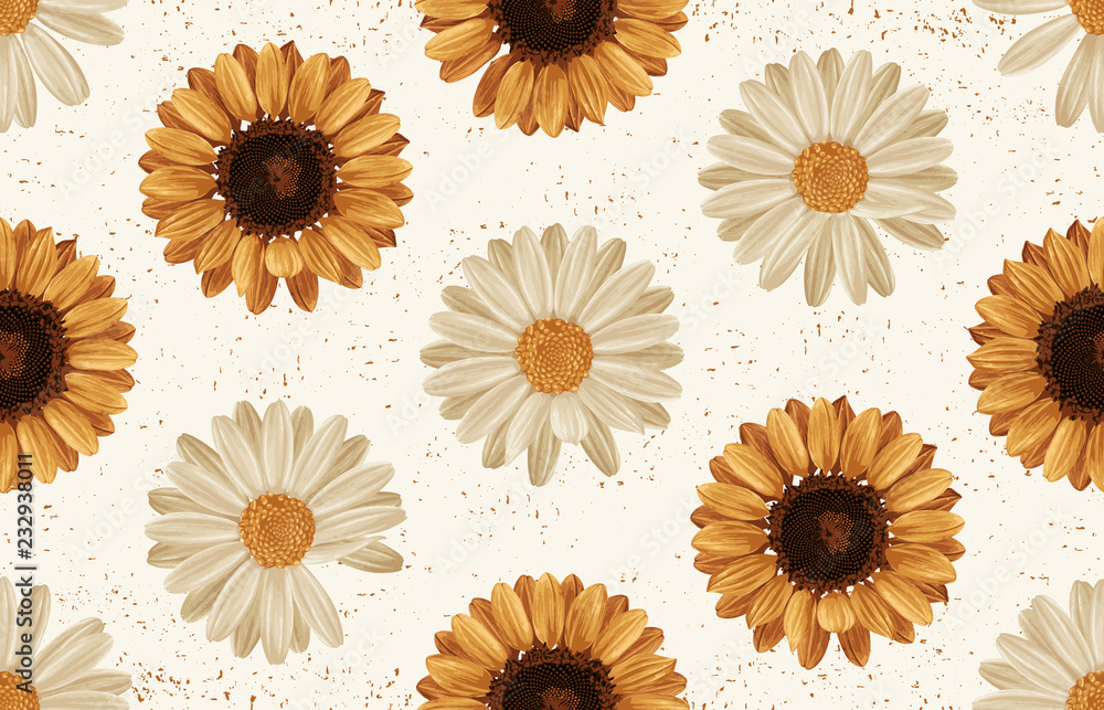 Daisies Vintage Wallpaper