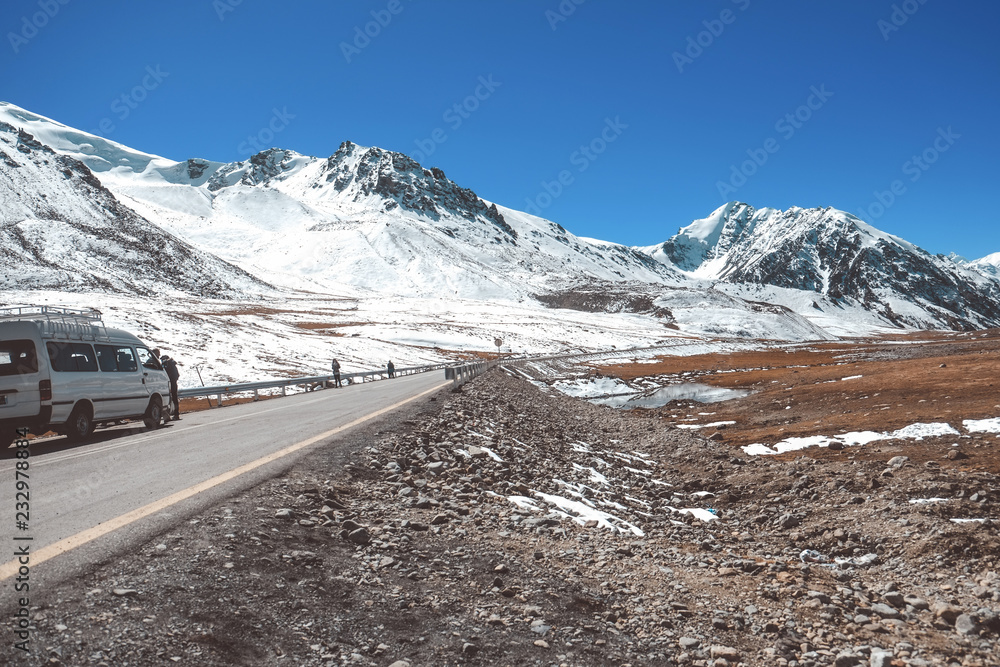 Khunjerab national park near Khunjerab pass at Pakistan and China ...