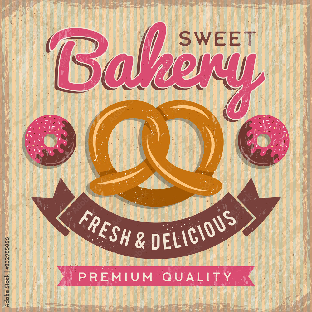 Bakery poster design. Bread and donuts with cupcakes fresh foods vector ...
