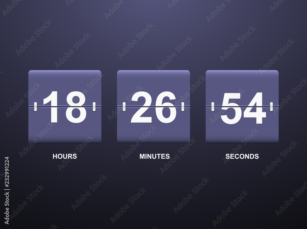 Flip Countdown timer vector clock counter. Flat count down day vector ...