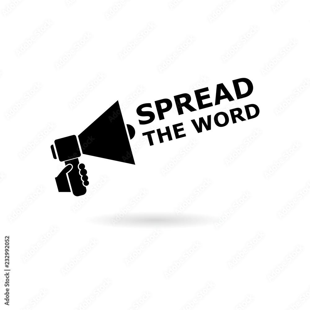 Poster Black Spread the Word Share Information Bullhorn Megaphone icon ...