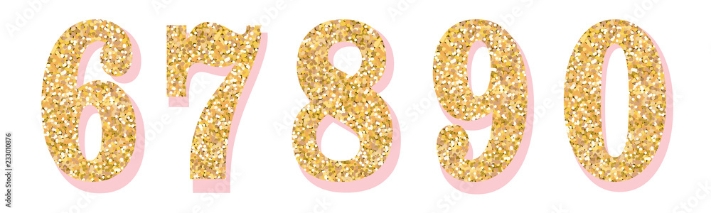 Glitter numbers with pink shadow. Part 2. For decoration of cute ...