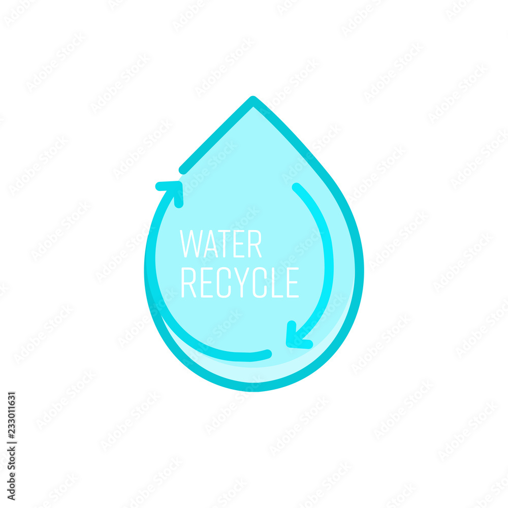 Water drop outline with recycling arrow symbol. Water recycle icon ...