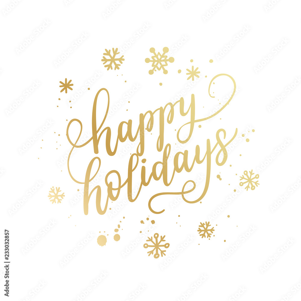 Happy holidays hand lettering calligraphy isolated on white background ...