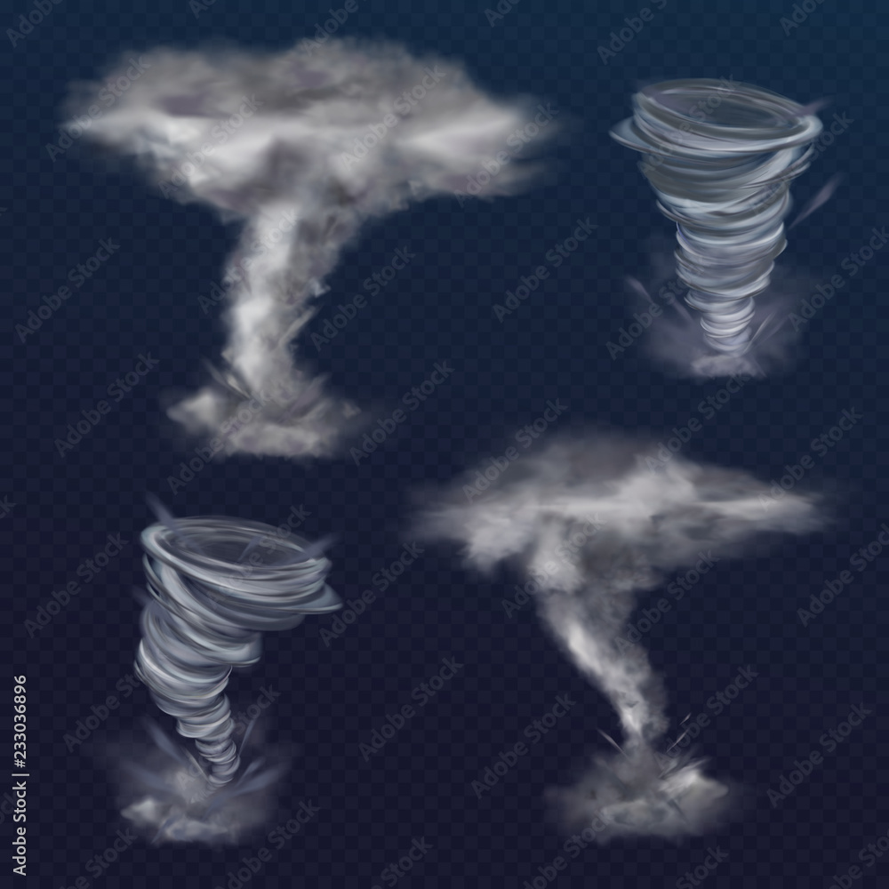 Tornado twister vector illustration of realistic hurricane wind or ...