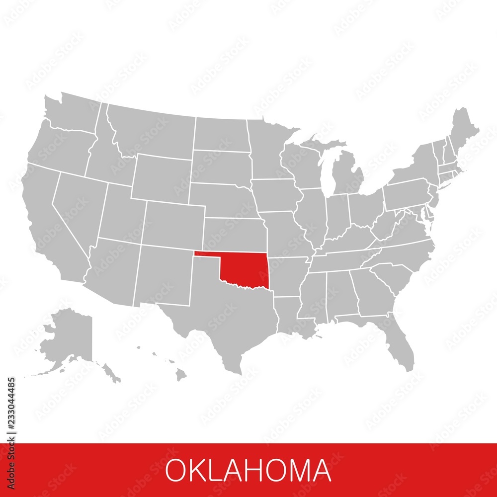 United States of America with the State of Oklahoma selected. Map of ...