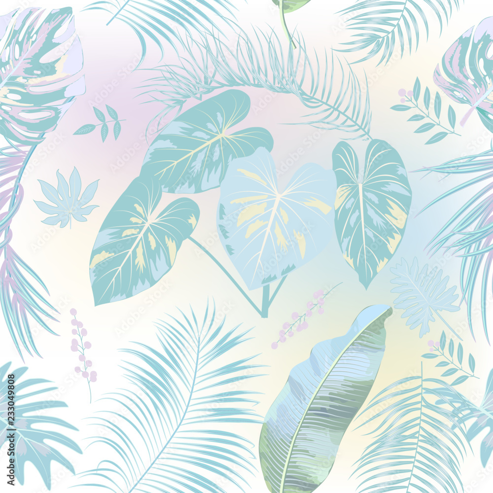 Vector tropical seamless pattern in trendy pastel colors. Stock Vector ...