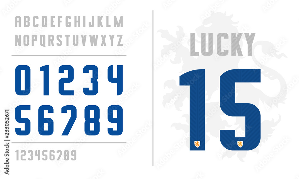 Uniform letters and numbers for sport apparel Stock Vector | Adobe Stock