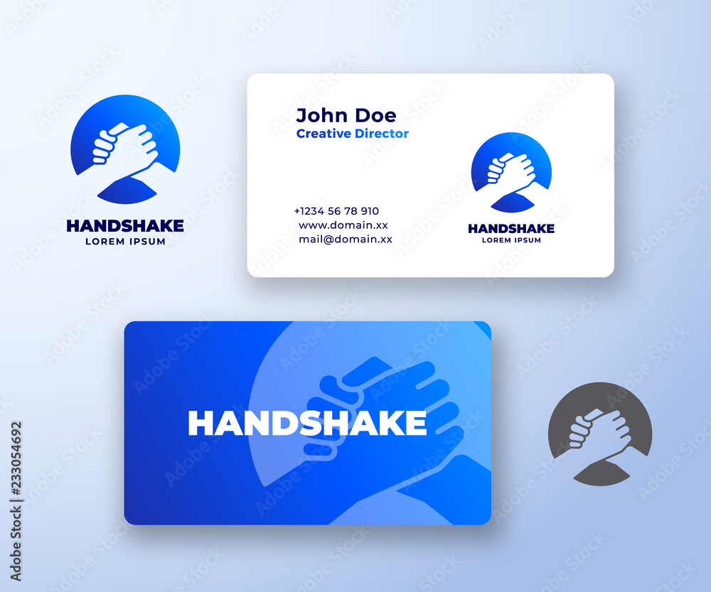 Bro Handshake Abstract Vector Logo and Business Card Template. Friends ...