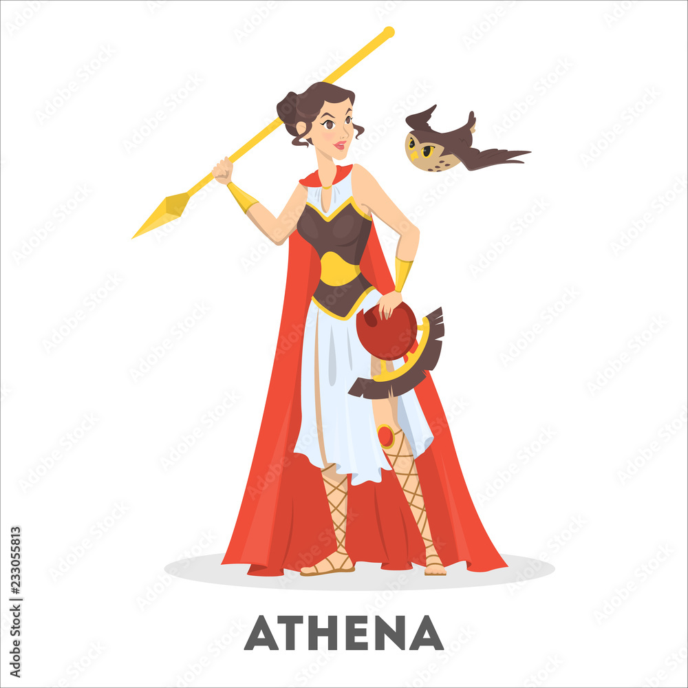 Athena greek goddess from ancient mythology. Female character Stock ...