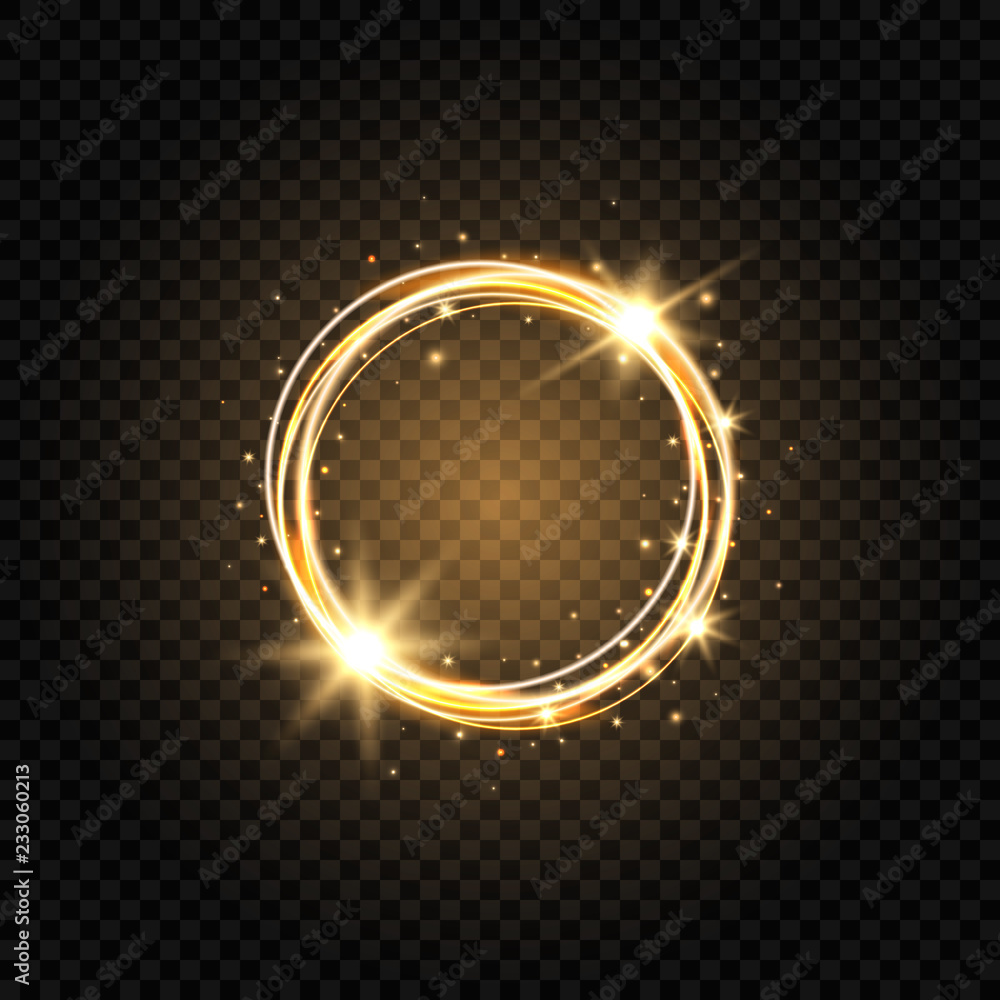 Light golden circle banner. Abstract light background. Glowing gold ...