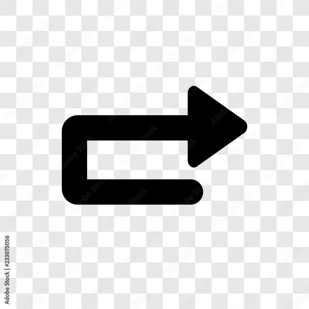 U Turn Arrow vector icon isolated on transparent background, U Turn ...