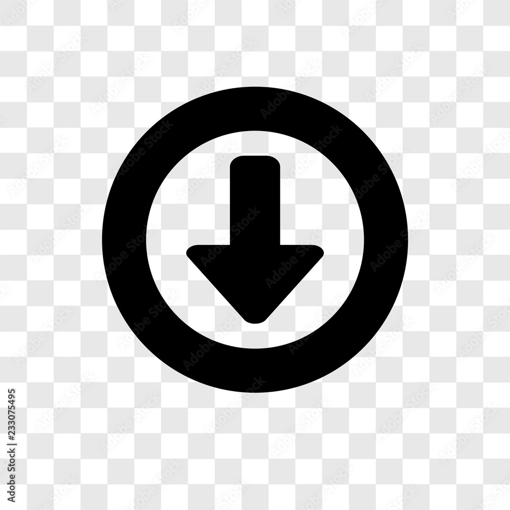 Down arrow vector icon isolated on transparent background, Down arrow ...