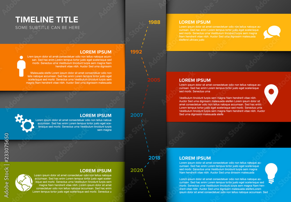 Multicolored Timeline Layout Stock Template | Adobe Stock