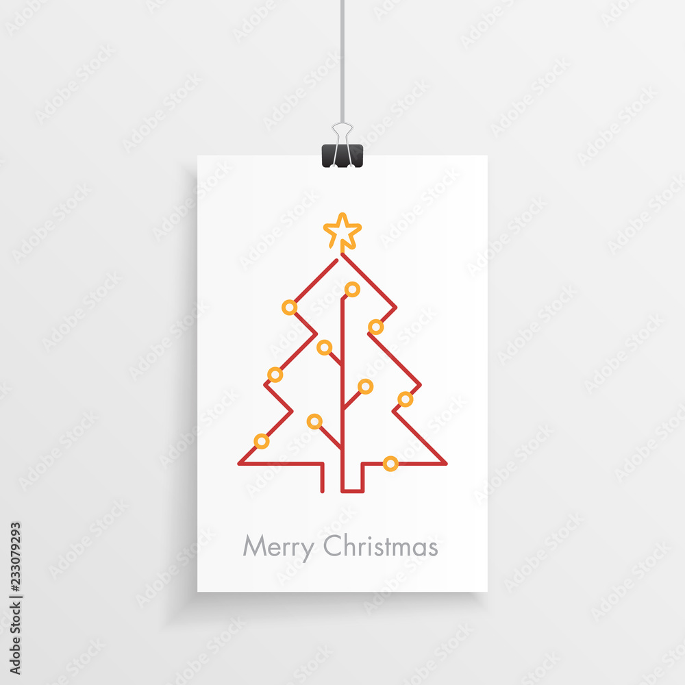Technology style christmas poster or gift card with a one line ...