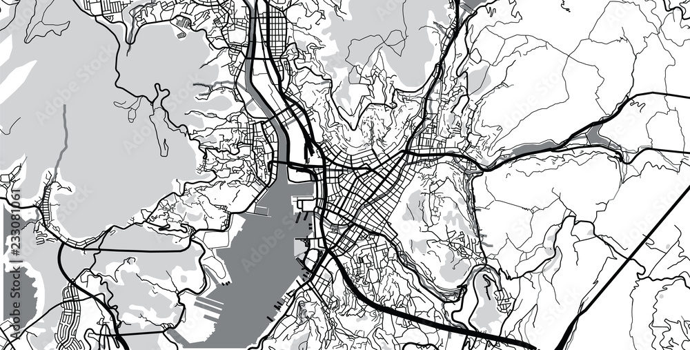 Urban vector city map of Nagasaki, Japan Stock Vector | Adobe Stock