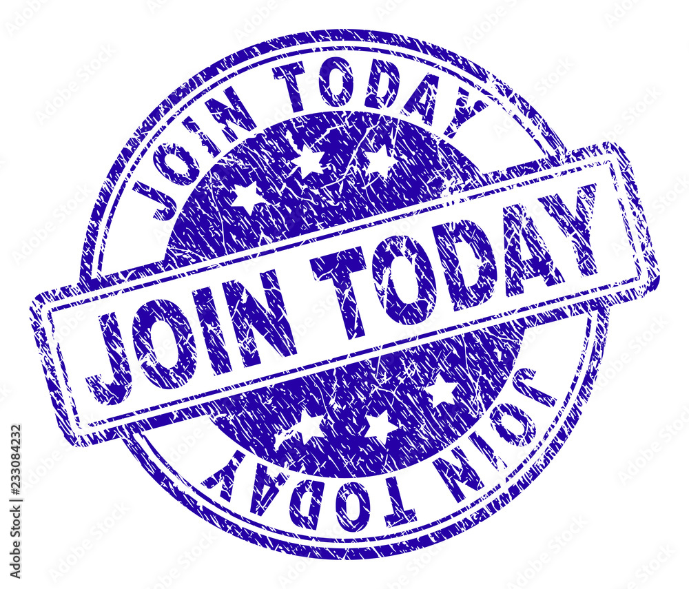 JOIN TODAY stamp seal watermark with grunge texture. Designed with ...