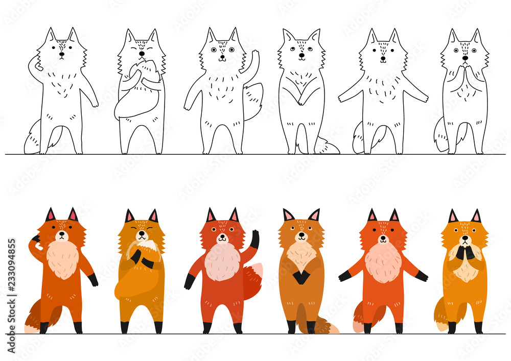 cute foxes border with copy space Stock Vector | Adobe Stock