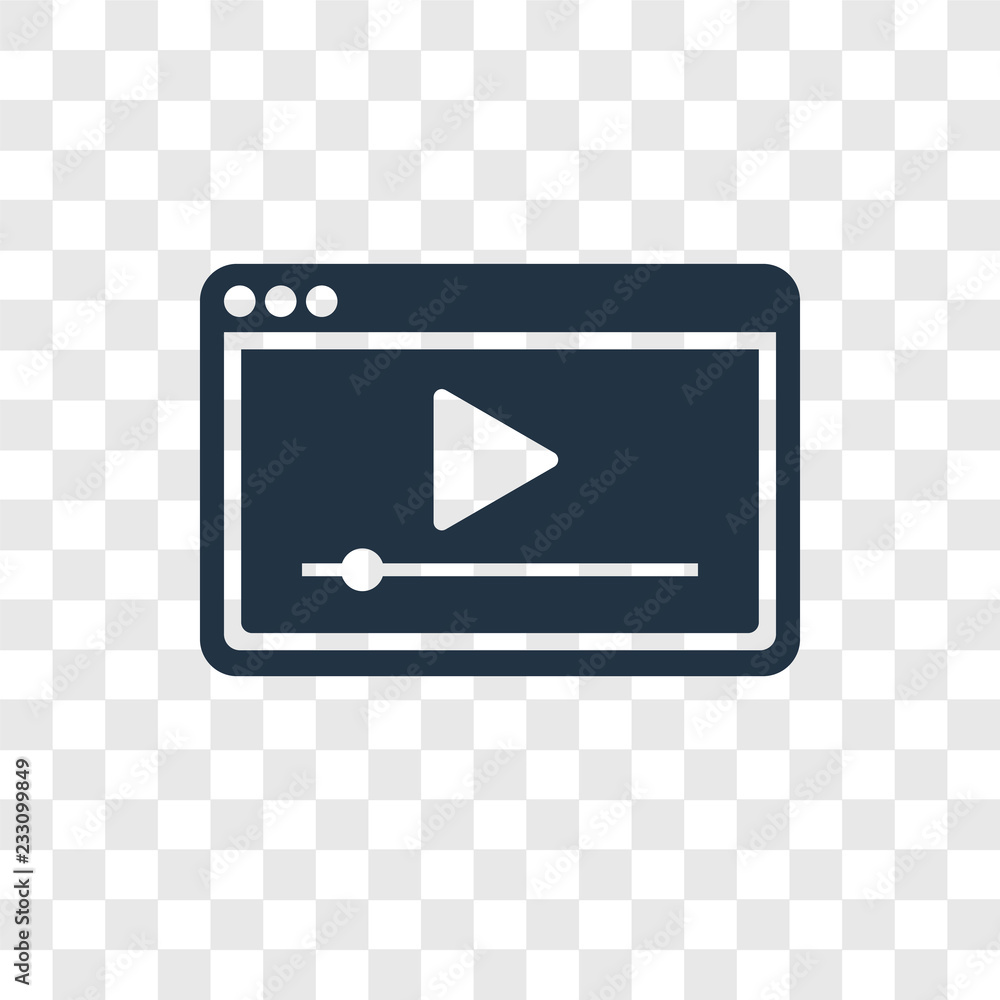 Video player vector icon isolated on transparent background, Video ...