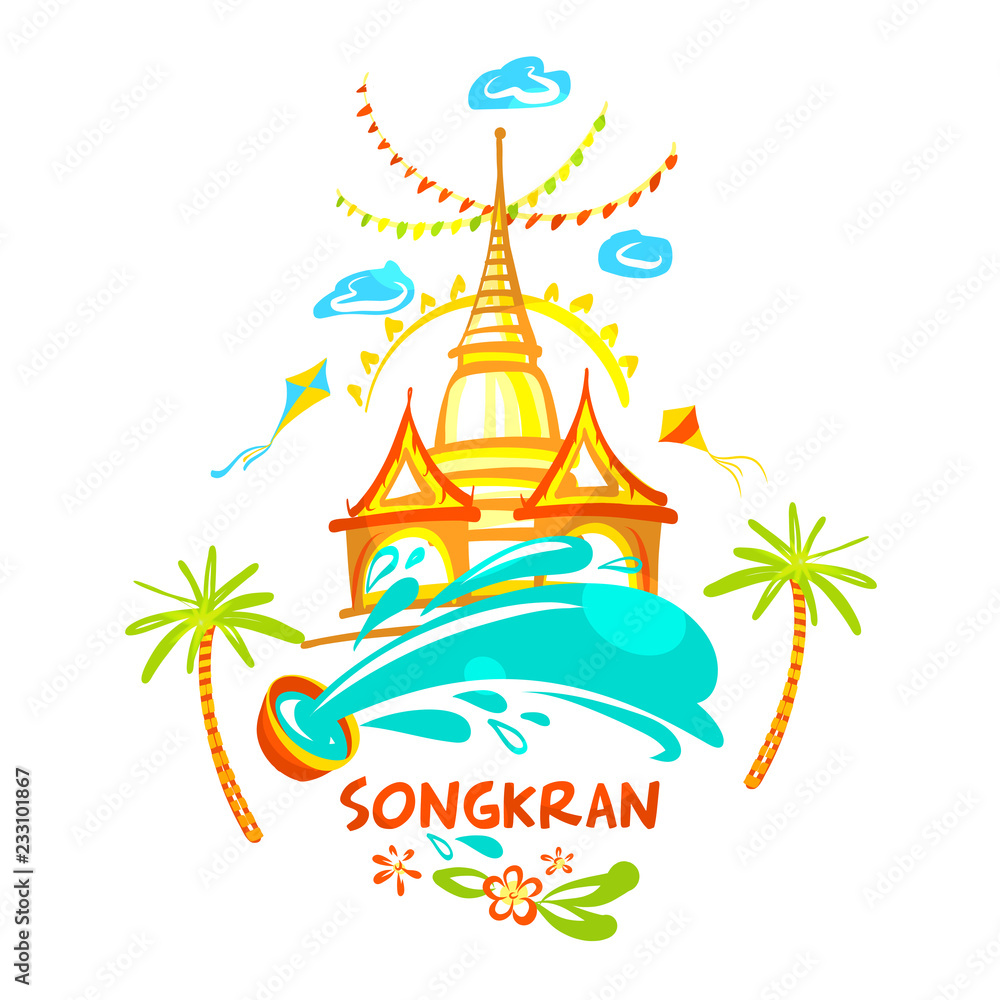 Template flyer traditional thai new year day. Thailand festival happy ...