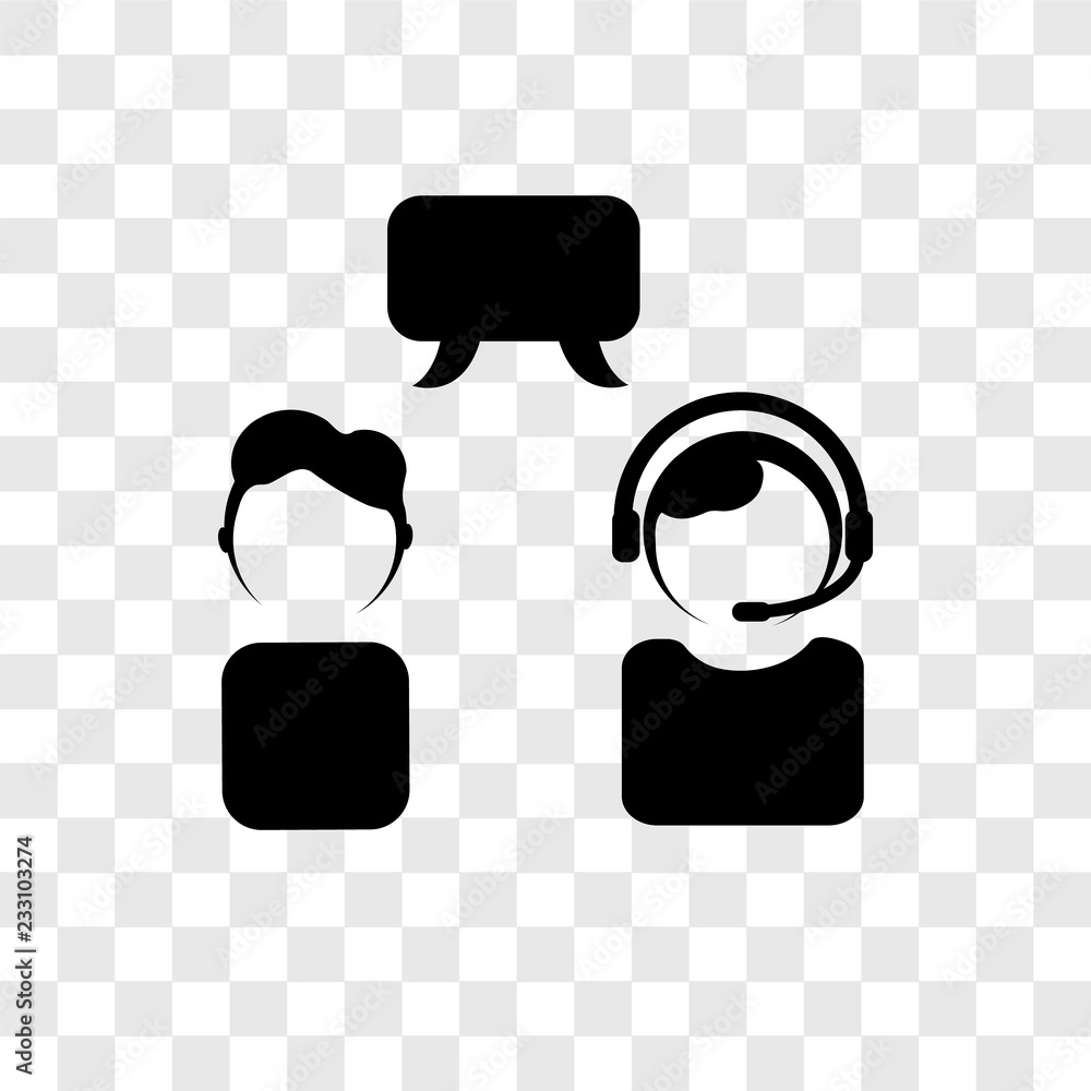Customer service vector icon isolated on transparent background ...