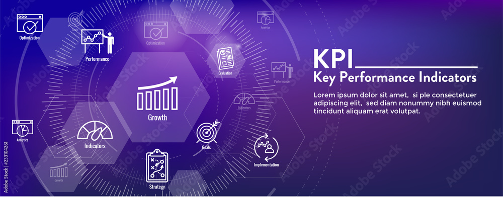 KPI - Key Performance Indicators Web Header Banner and Icon set Stock ...