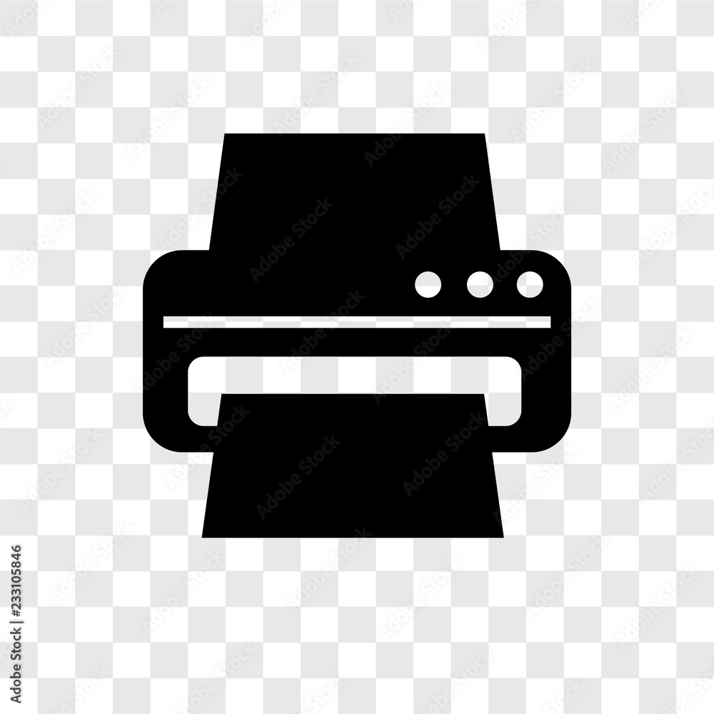 Printer vector icon isolated on transparent background, Printer ...