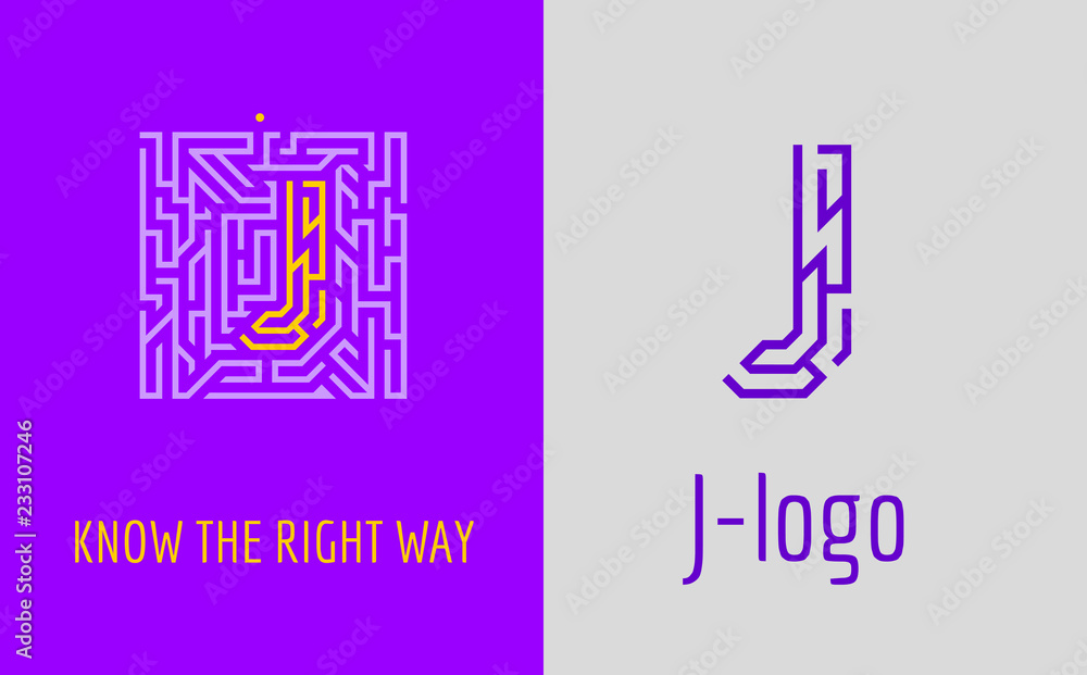J letter logo maze. Creative logo for corporate identity of company ...