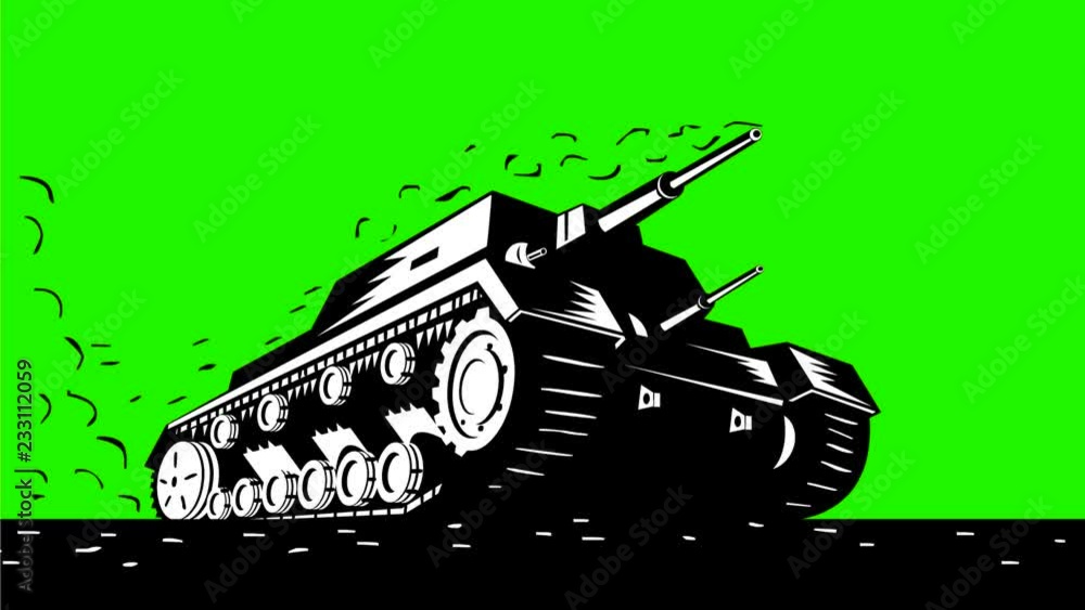 2d Animation motion graphics showing a retro style world war two battle ...