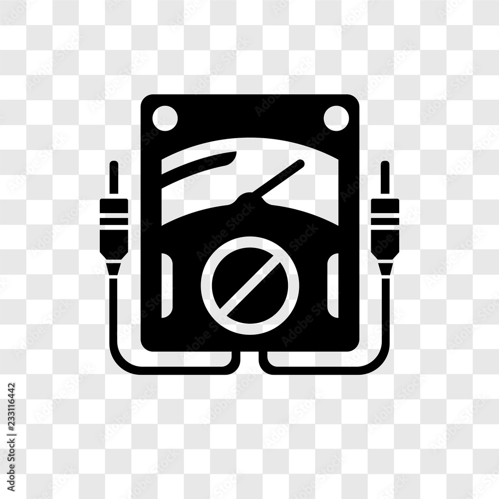 Voltmeter vector icon isolated on transparent background, Voltmeter ...