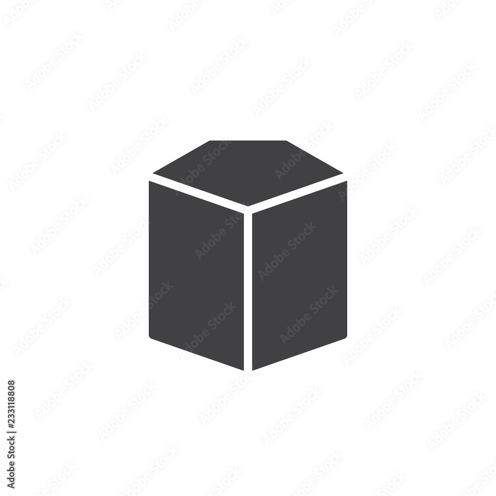 Pentagonal cylinder geometrical figure vector icon. filled flat sign ...