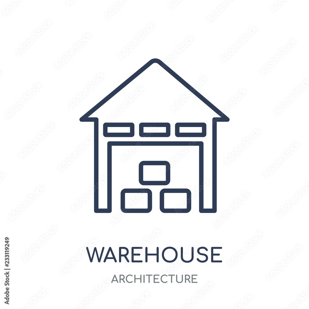 Warehouse icon. Warehouse linear symbol design from Architecture ...