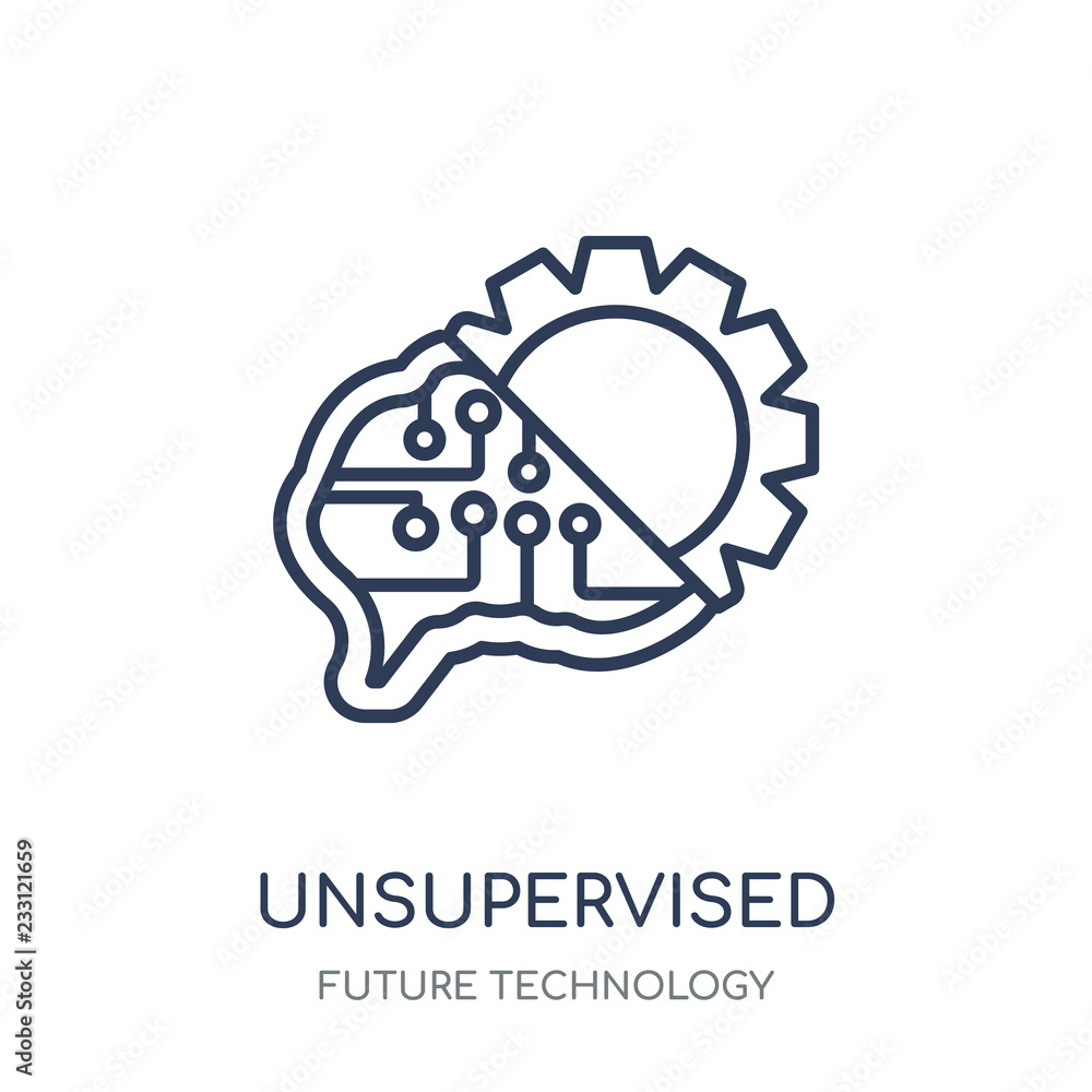 Unsupervised learning icon. Unsupervised learning linear symbol design ...