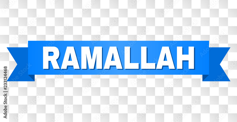 RAMALLAH text on a ribbon. Designed with white title and blue stripe ...
