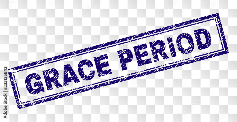 GRACE PERIOD stamp seal print with rubber print style and double framed ...