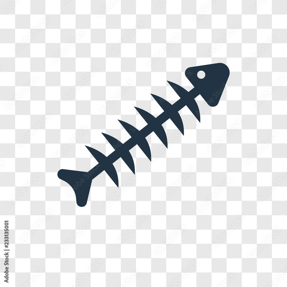 Fishbone vector icon isolated on transparent background, Fishbone ...
