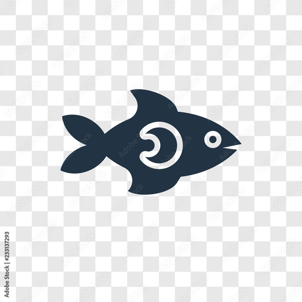 Fish Facing Right vector icon isolated on transparent background, Fish ...