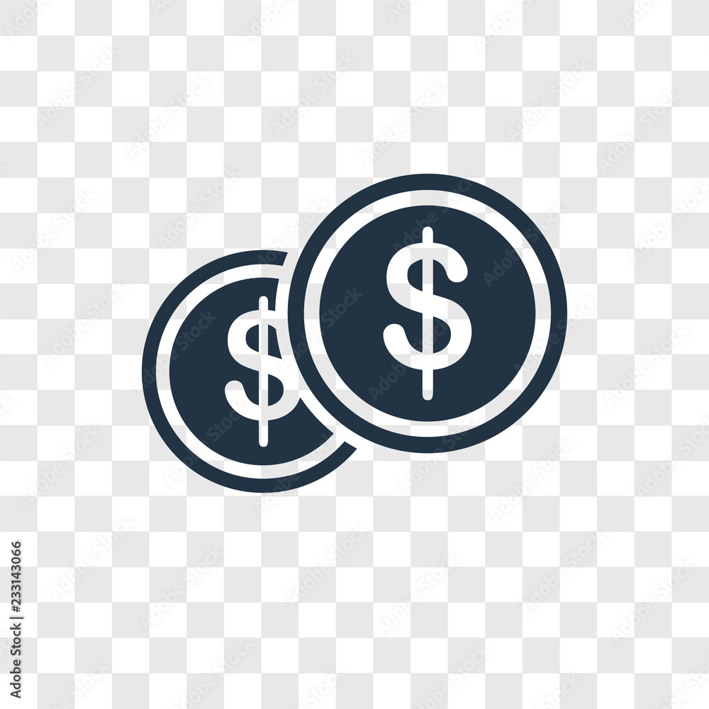 Coin vector icon isolated on transparent background, Coin transparency ...