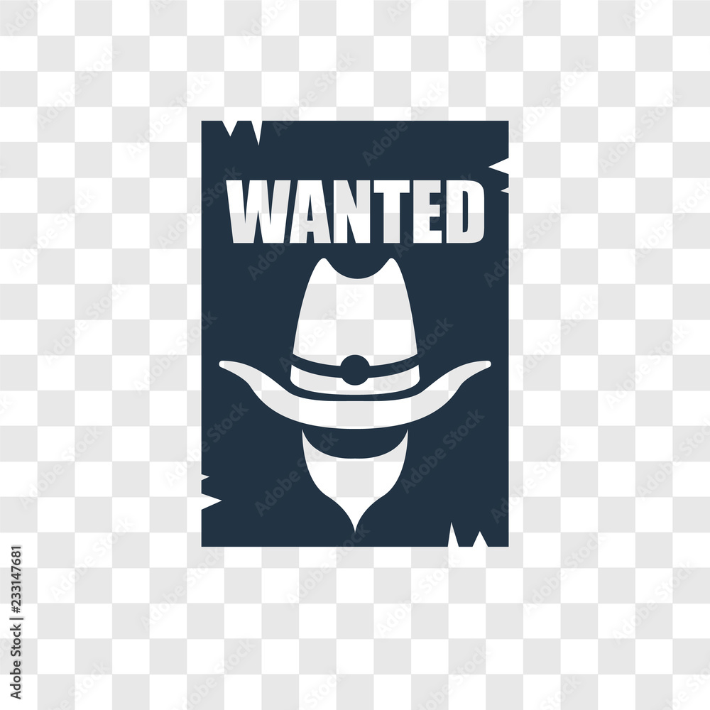 Wanted vector icon isolated on transparent background, Wanted ...