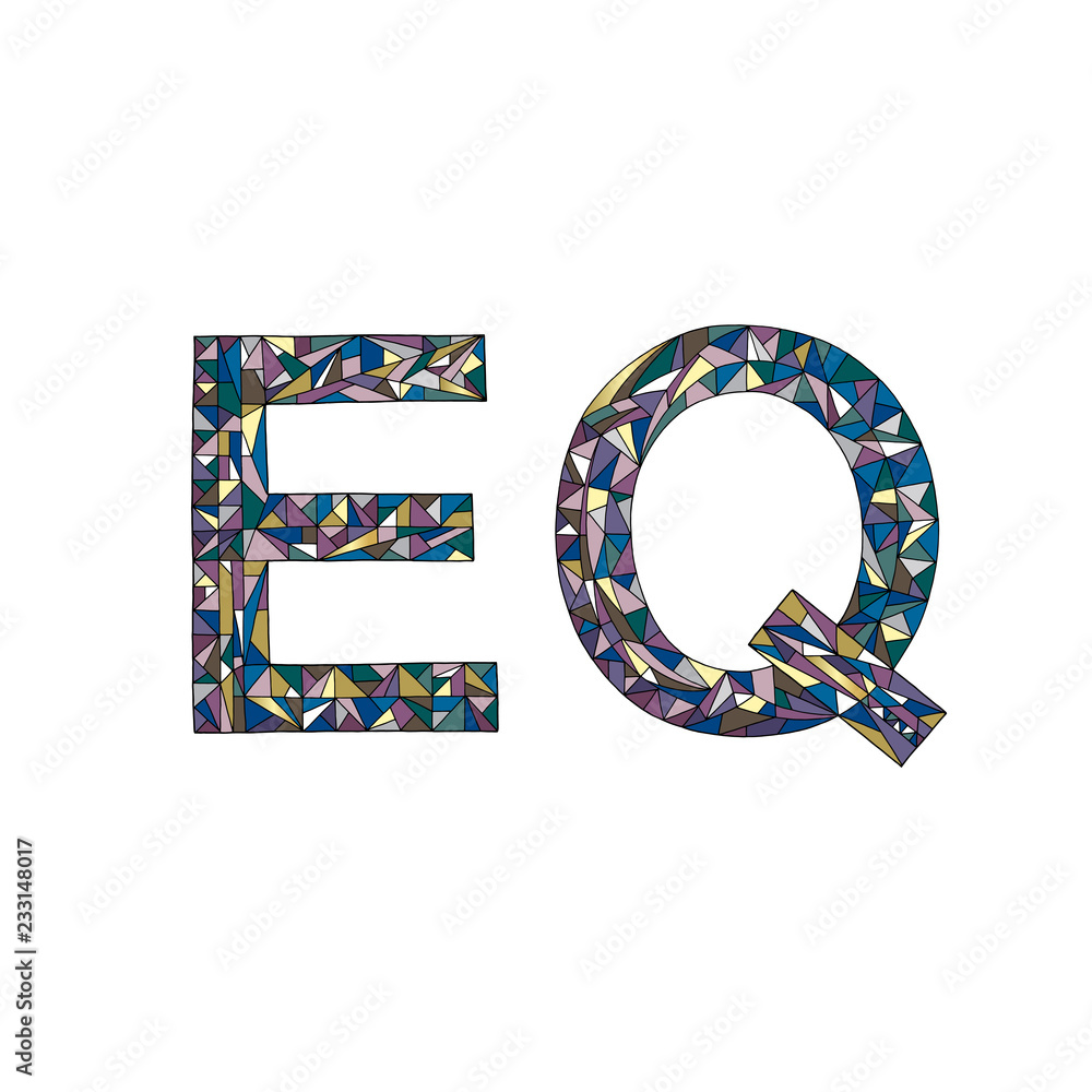 EQ hand drawn sign vector illustration. Emotional quotient design ...