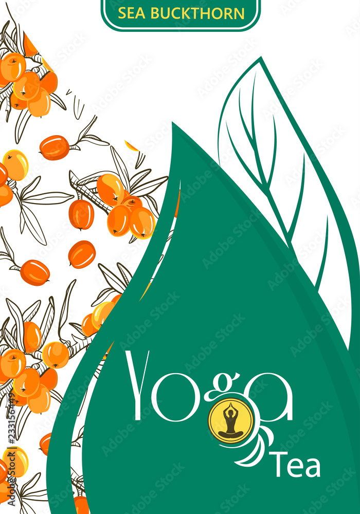 Yoga Tea Branding and Packaging Sea buckthorn branch. Tea Branding ...