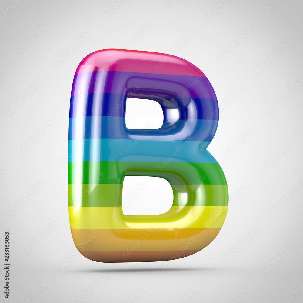 Rainbow Letter B uppercase isolated on white background. Stock ...