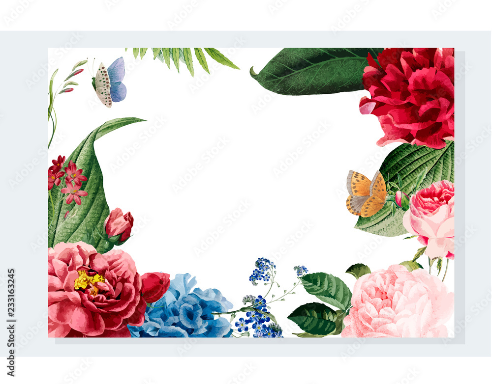 Floral frame card design illustration Stock Vector | Adobe Stock