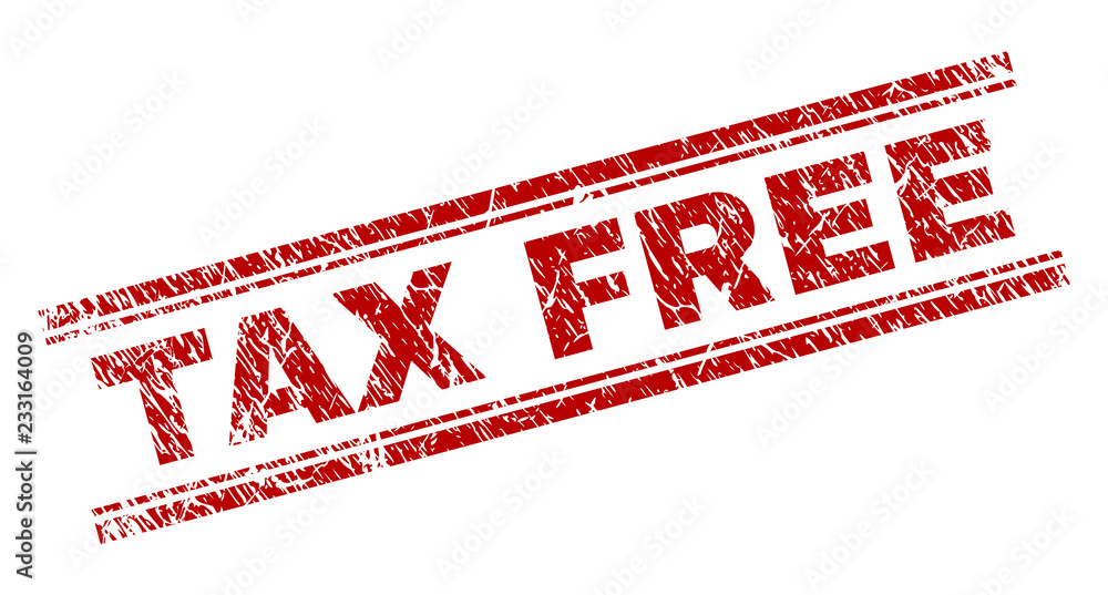 TAX FREE seal print with corroded texture. Red vector rubber print of ...