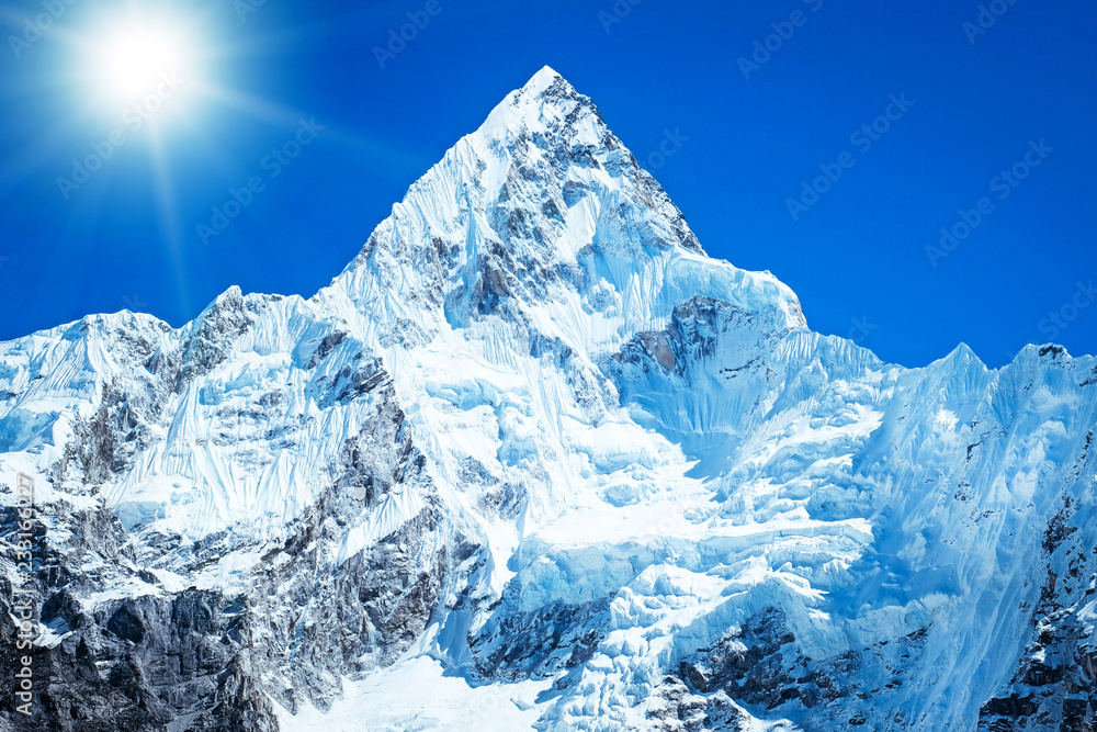 Mountain peak Everest. Highest mountain in the world. National Park ...