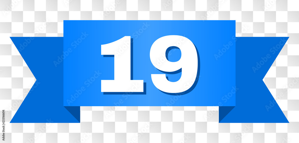 19 text on a ribbon. Designed with white title and blue tape. Vector ...